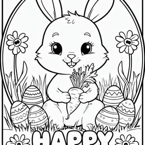 Printable Easter Coloring Book for Kids – Cute Easter Bunny Coloring ...
