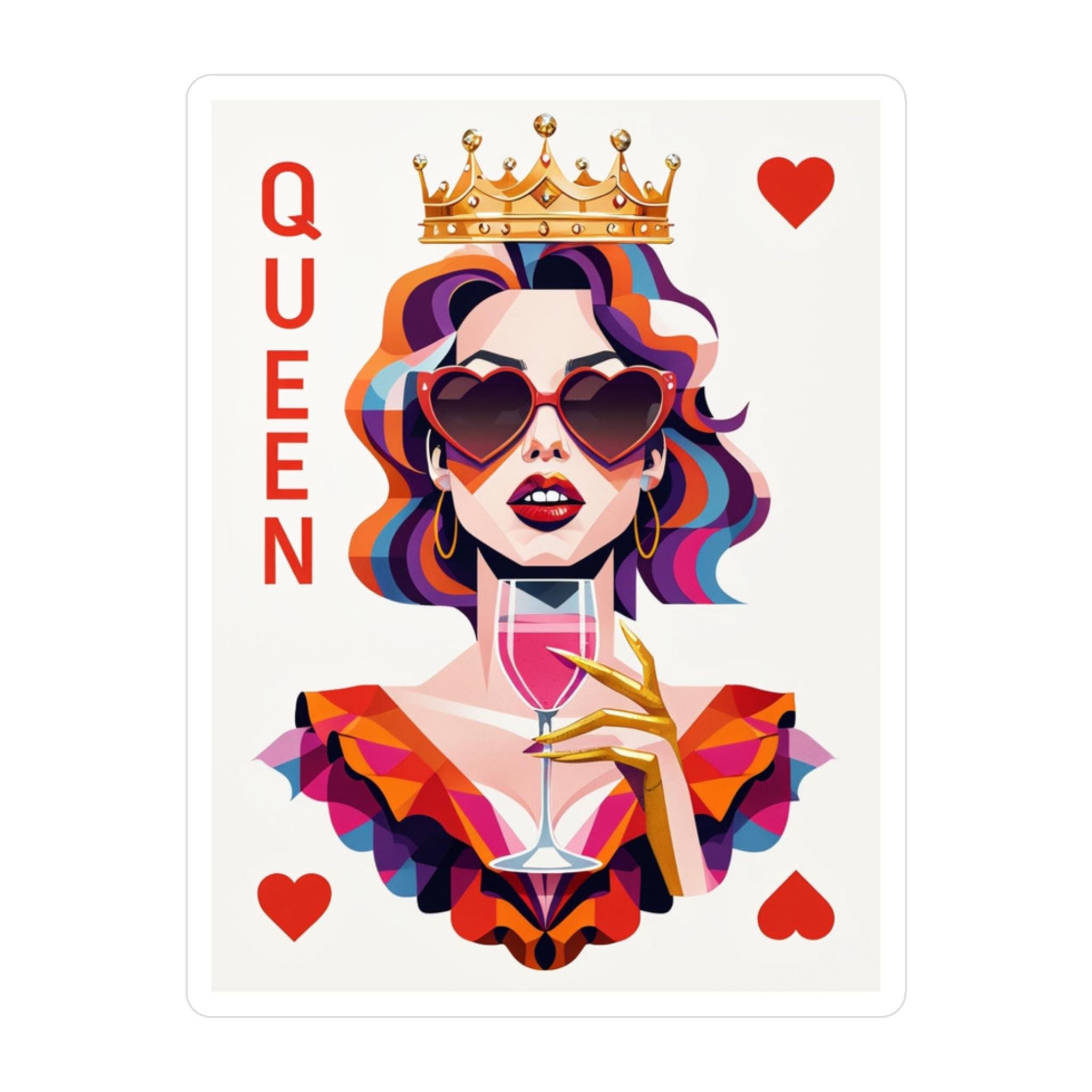 Queen of Hearts Kiss-cut Vinyl Decals, Fun Home Decor, Car Stickers ...