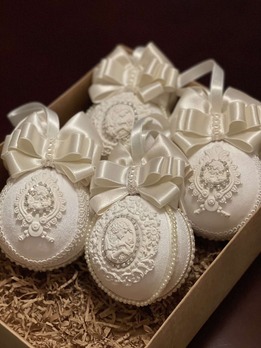 Christmas Ornament, Handmade Velvet Balls, Christmas Ball, Christmas ...