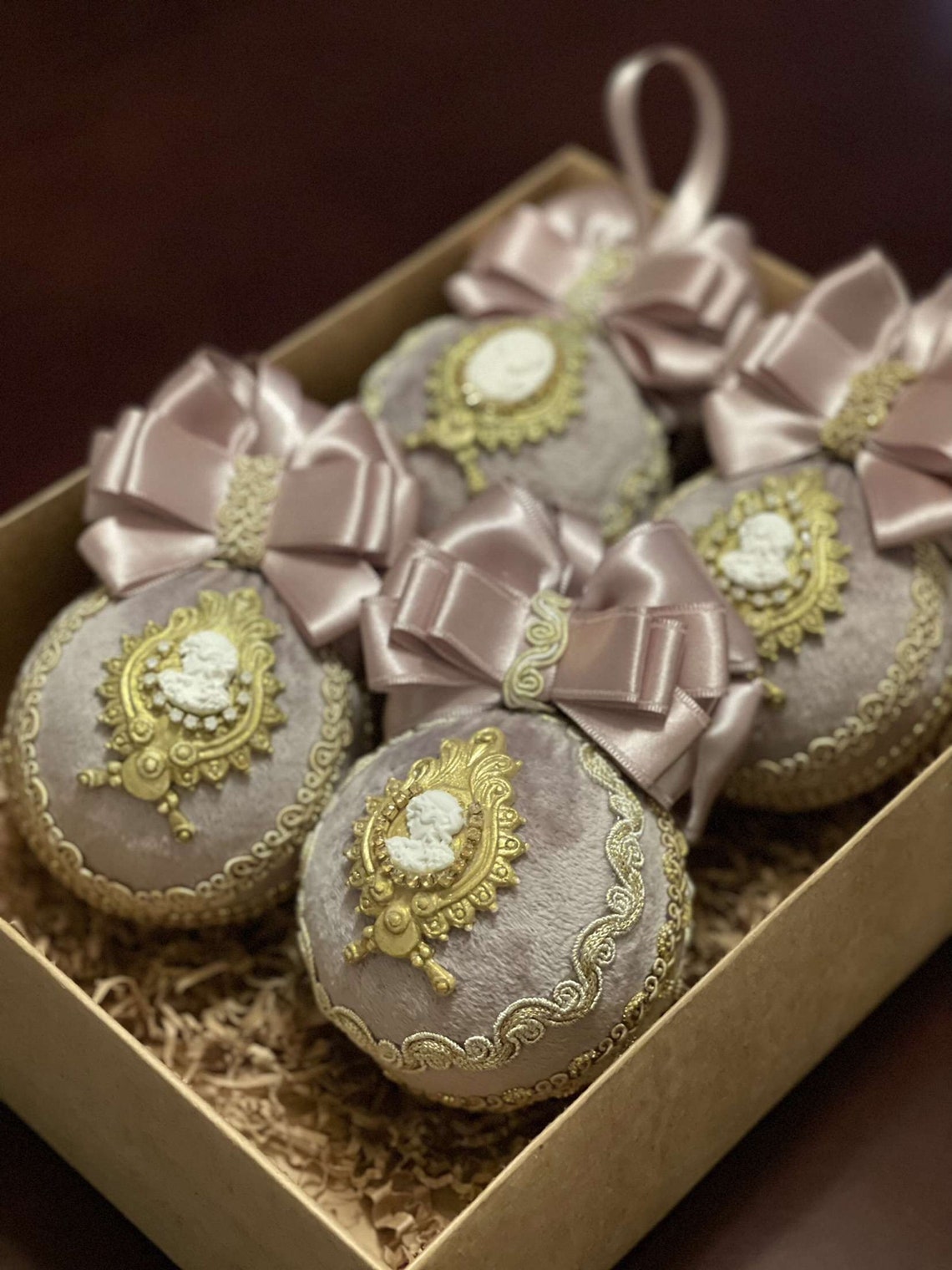 Christmas Ornament, Handmade Velvet Balls, Christmas Ball, Christmas ...