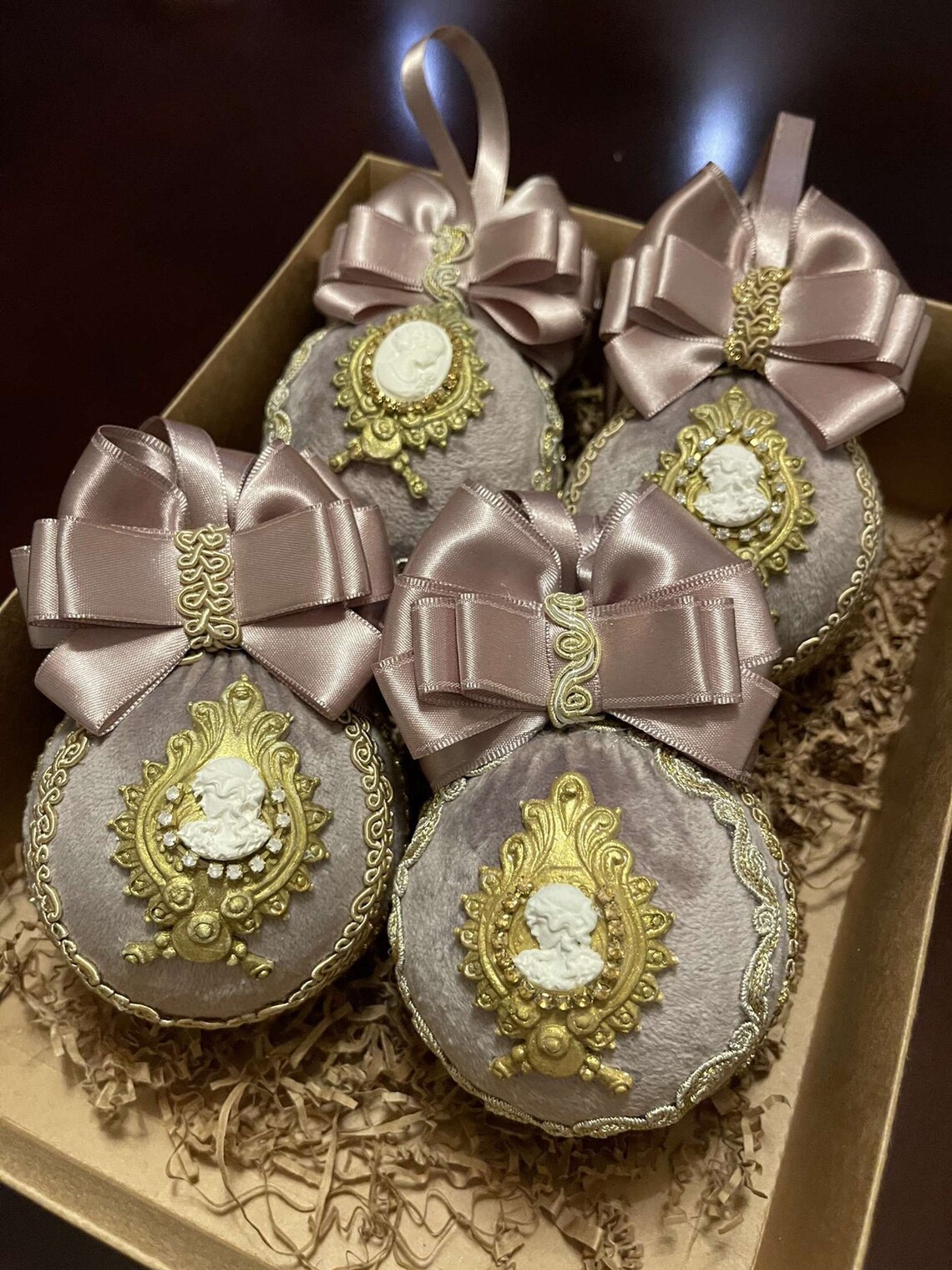 Christmas Ornament, Handmade Velvet Balls, Christmas Ball, Christmas ...