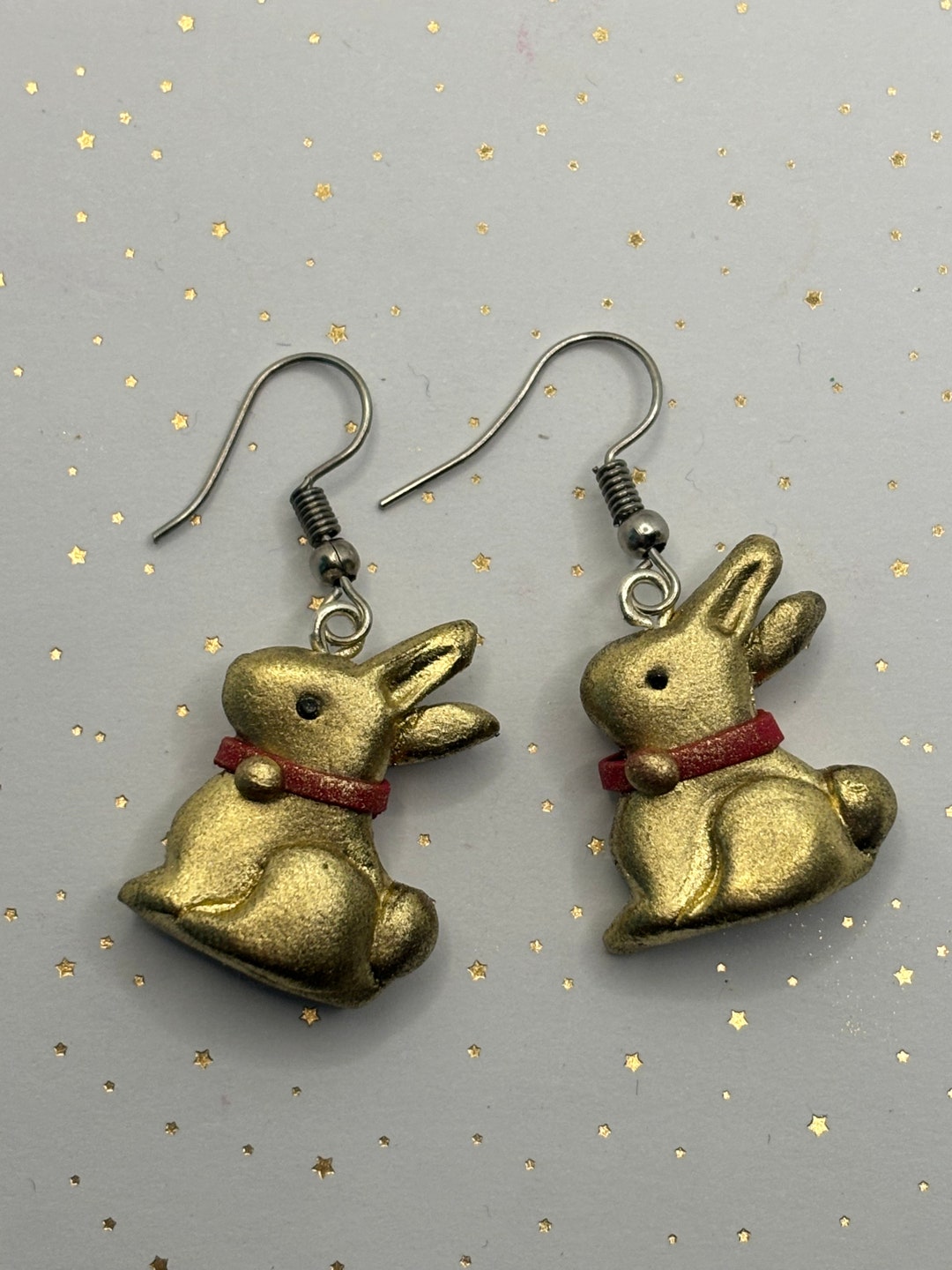 Lindt-inspired Little Gold Rabbit Earrings - Etsy