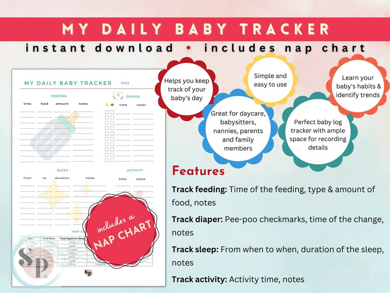 My Daily Baby Tracker, Baby Schedule, Nanny / Babysitter Log, Feeding ...