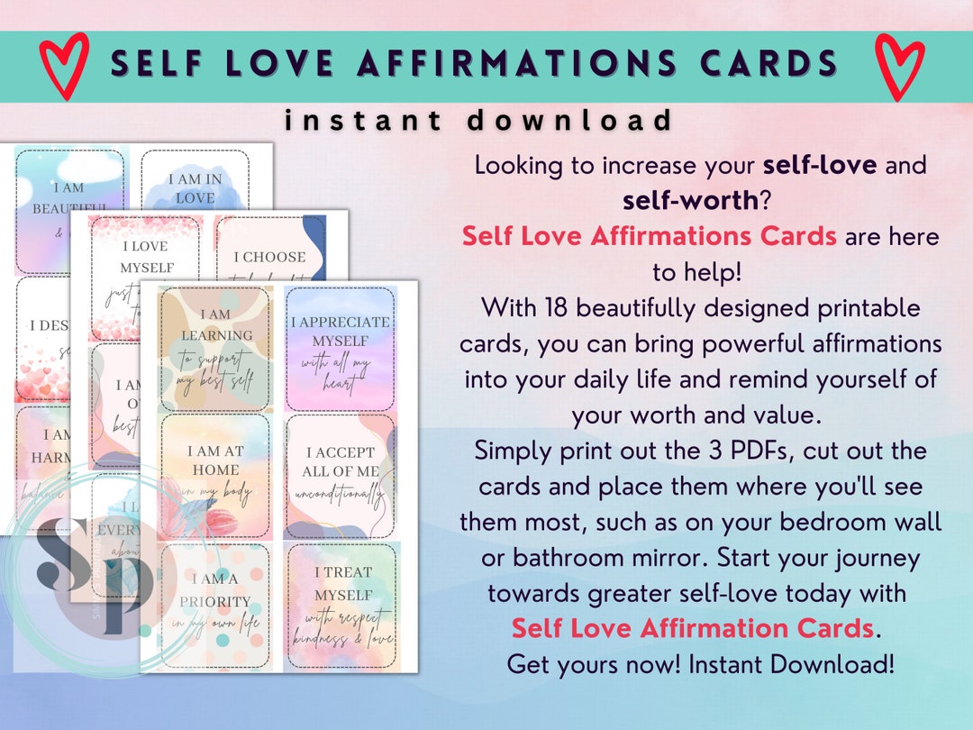 Self-love Affirmation Cards, Self-worth Cards, Positive Mantra Cards ...