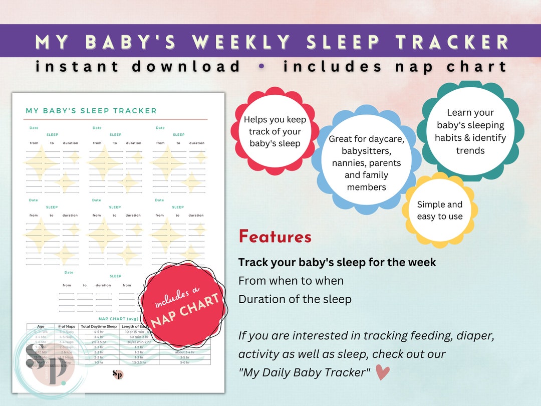 My Baby's Weekly Sleep Tracker, Weekly Nap Schedule, Nanny / Babysitter ...