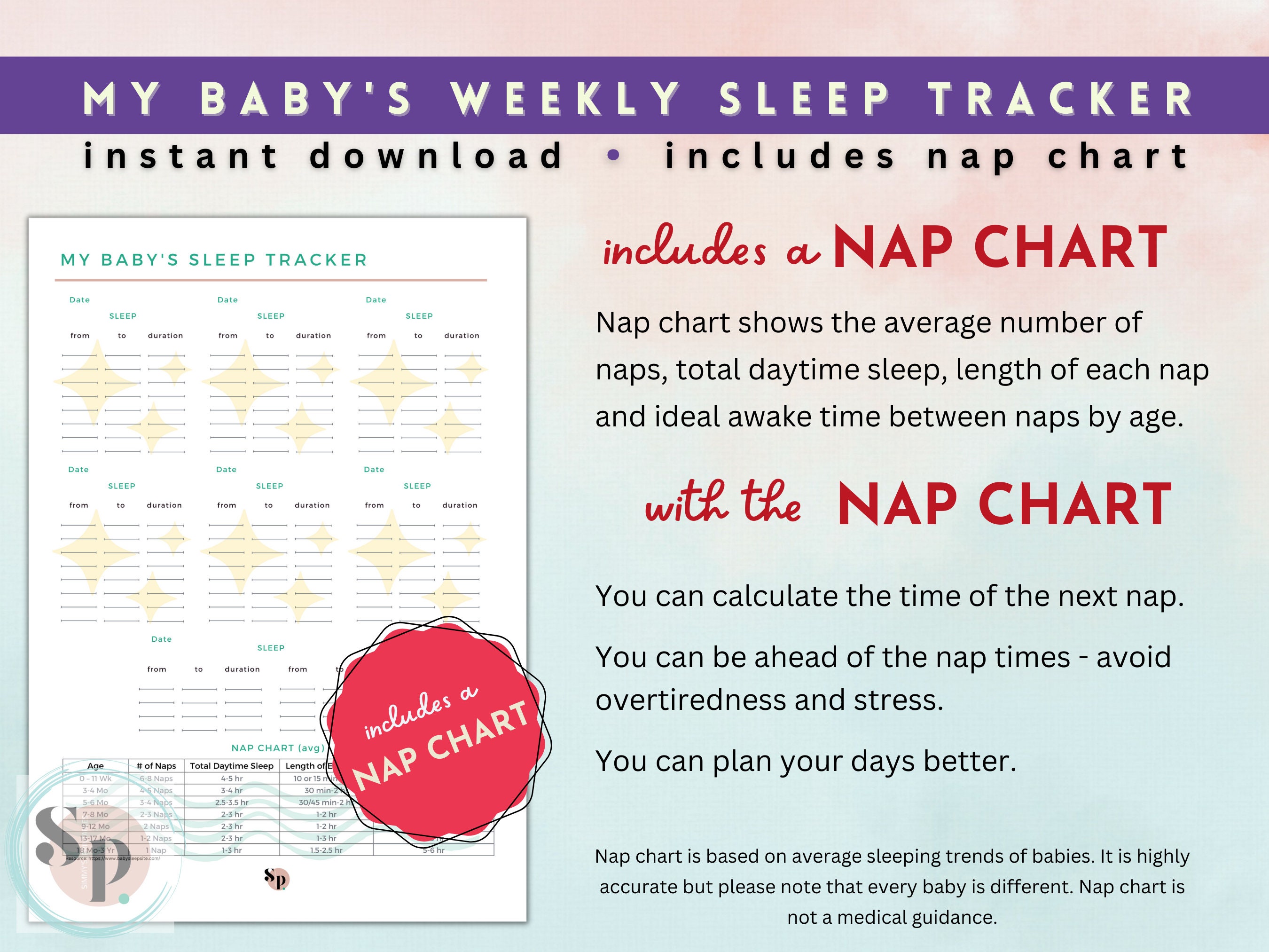 My Baby's Weekly Sleep Tracker, Weekly Nap Schedule, Nanny / Babysitter ...