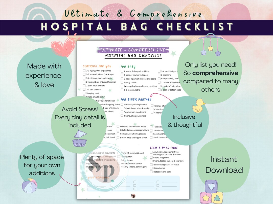Birth Packing List | Hospital Bag Checklist | Ultimate Comprehensive ...