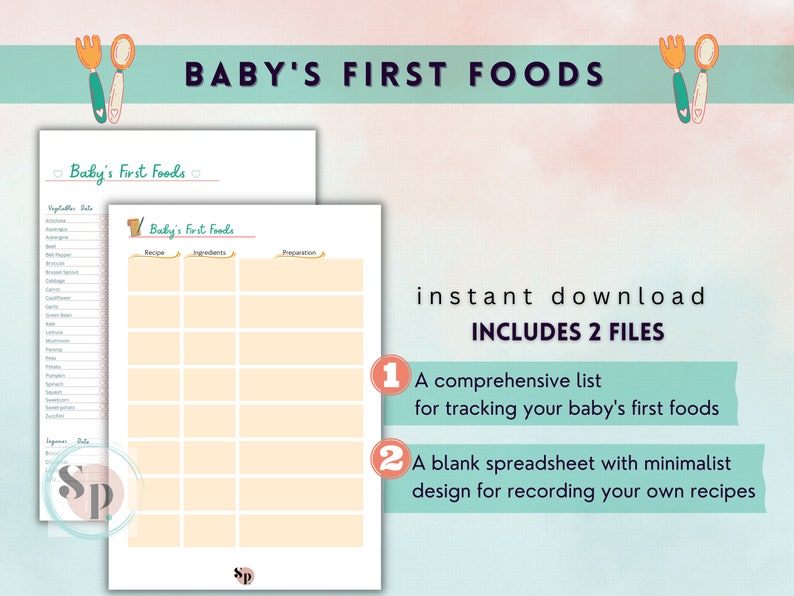 Baby's First Foods, Baby Food Tracker, Solids Tracker, Baby Food Log ...