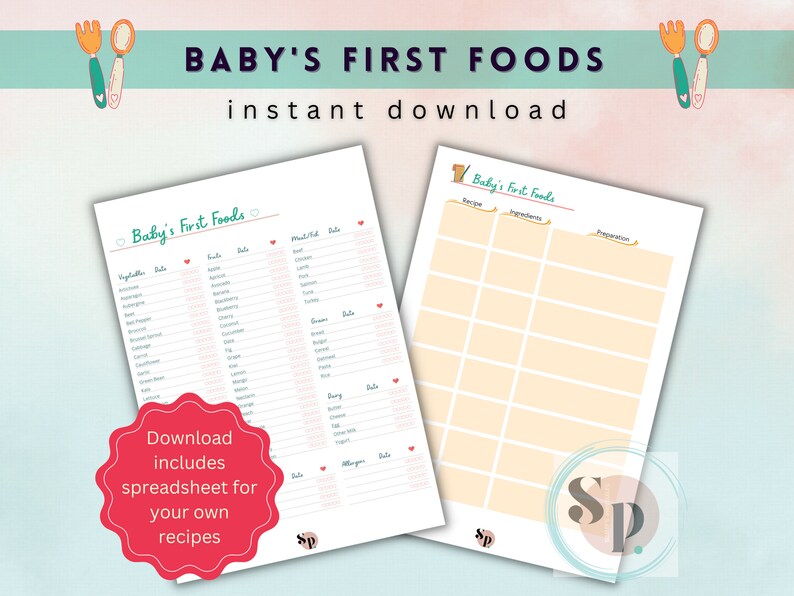 Baby's First Foods, Baby Food Tracker, Solids Tracker, Baby Food Log ...