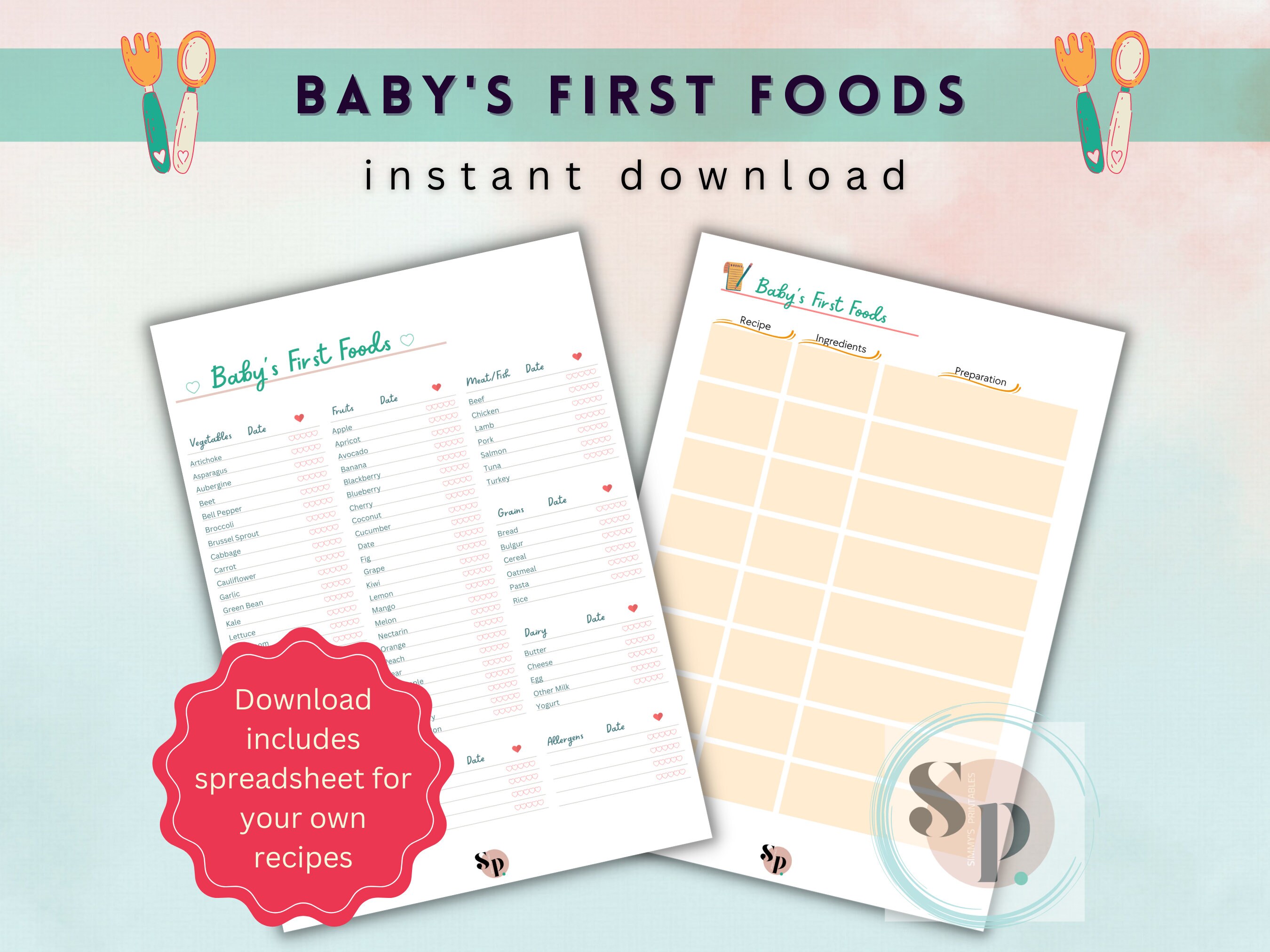 Baby's First Foods, Baby Food Tracker, Solids Tracker, Baby Food Log ...
