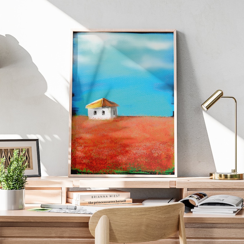 Poppy Field Print, High Quality Wall Print, Oil Painting Art, Farm ...