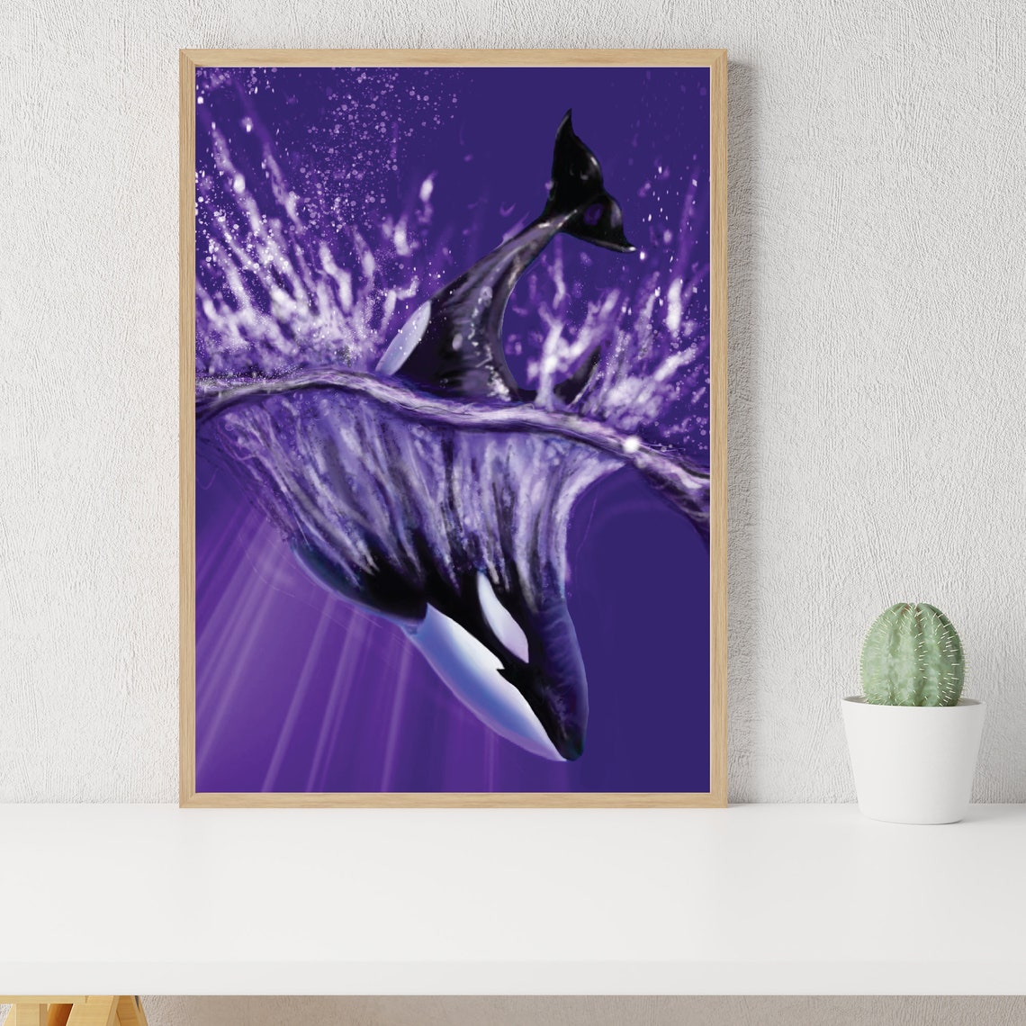 Whale Purple Print Printable Whale Deep Ocean Whale Wall Art Digital ...