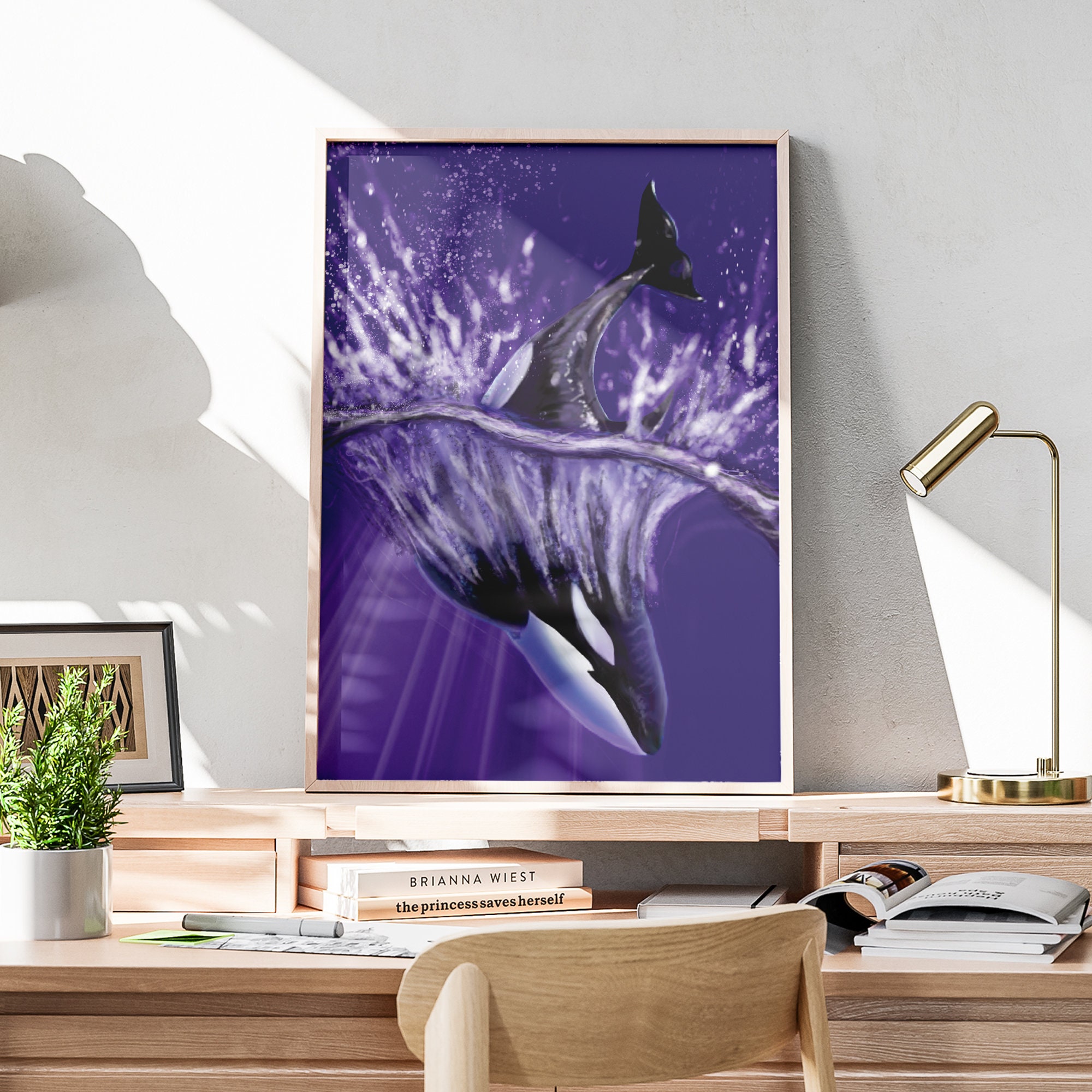 Whale Purple Print Printable Whale Deep Ocean Whale Wall Art Digital ...