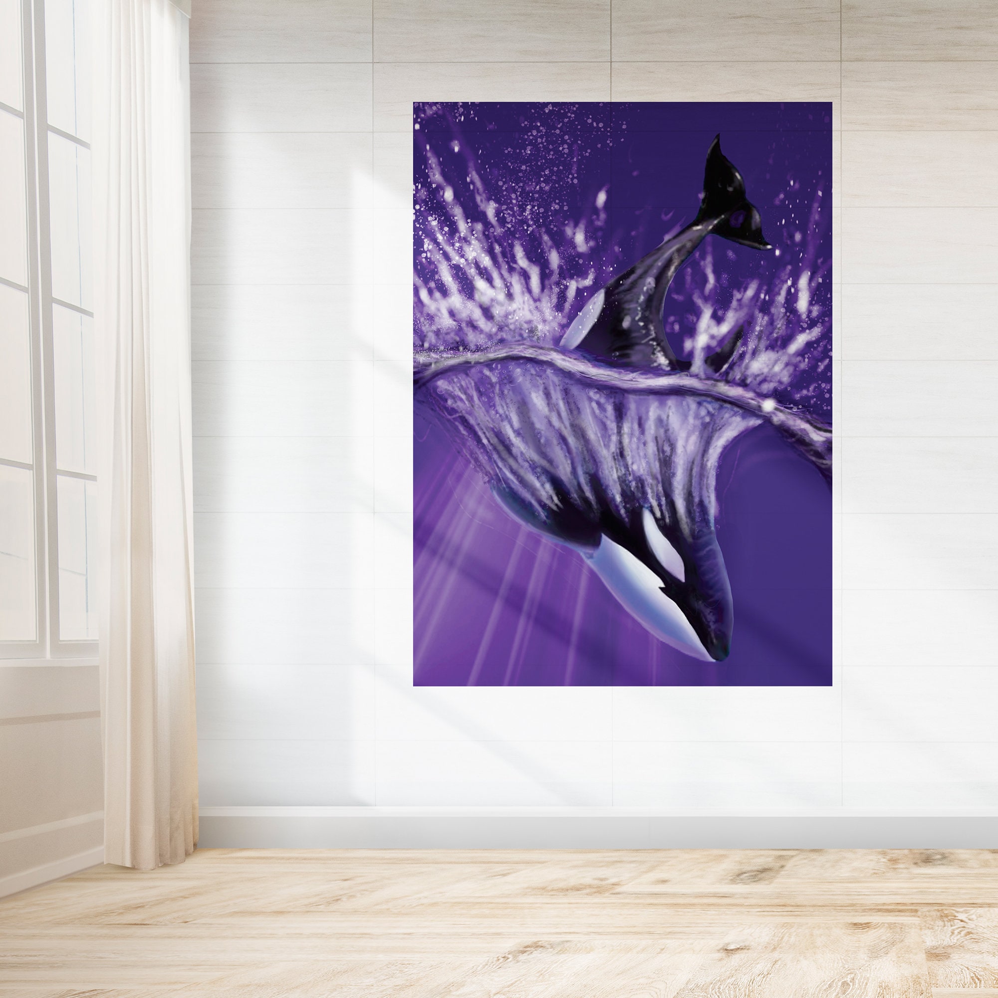 Whale Purple Print Printable Whale Deep Ocean Whale Wall Art Digital ...