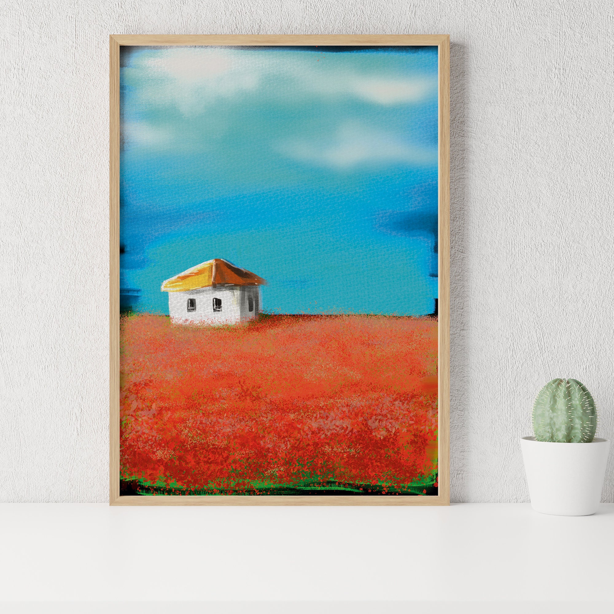 Poppy Field Print, High Quality Wall Print, Oil Painting Art, Farm ...