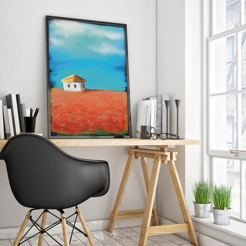 Poppy Field Print, High Quality Wall Print, Oil Painting Art, Farm ...