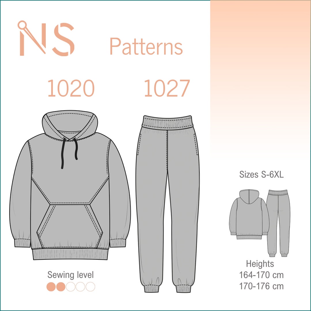 Digital Sewing Pattern of Womens Tracksuit in 9 Sizes S-6XL With Seam ...