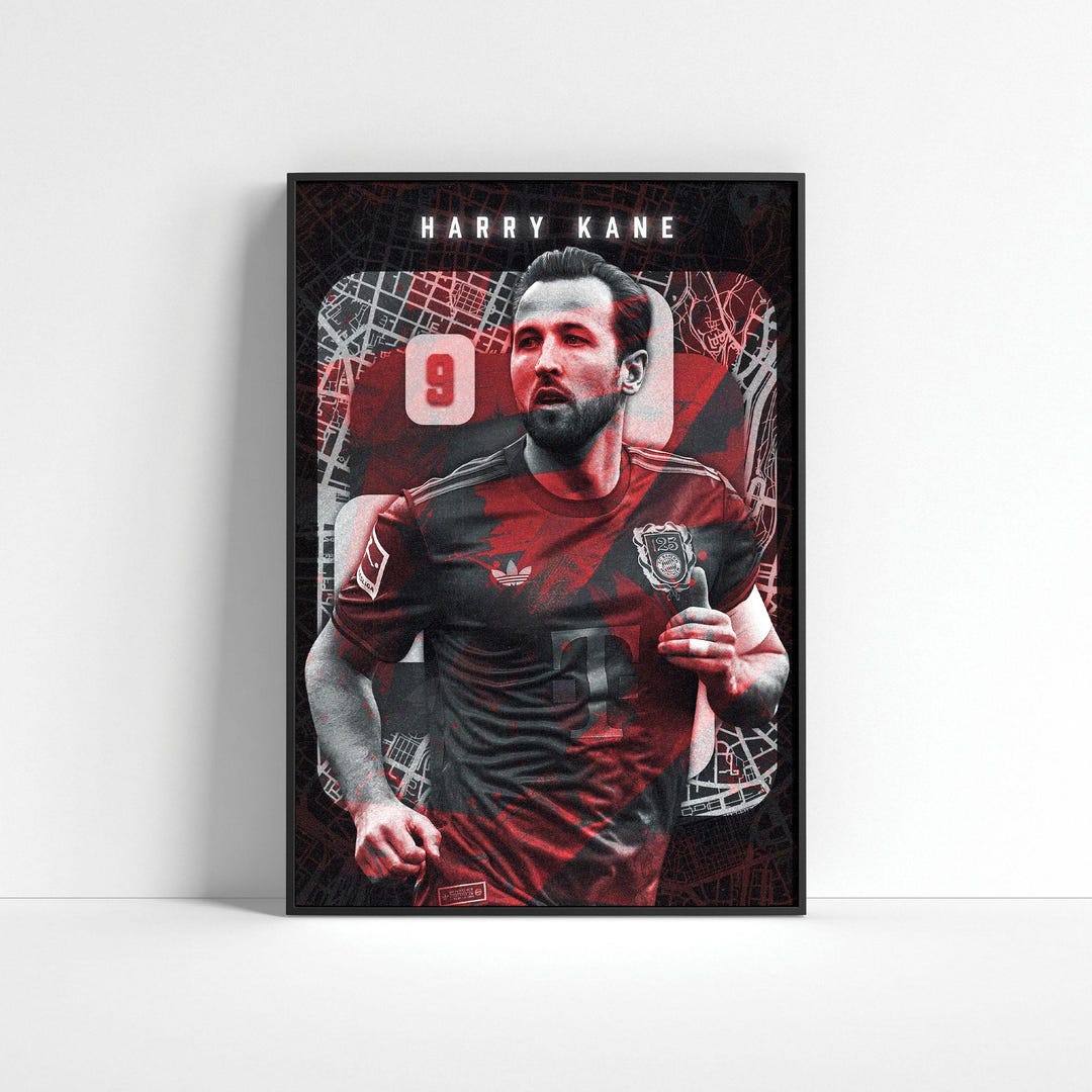 Harry Kane Poster, Bayern Munich Poster, Harry Kane Print Art, Football Wall Art, Football ...