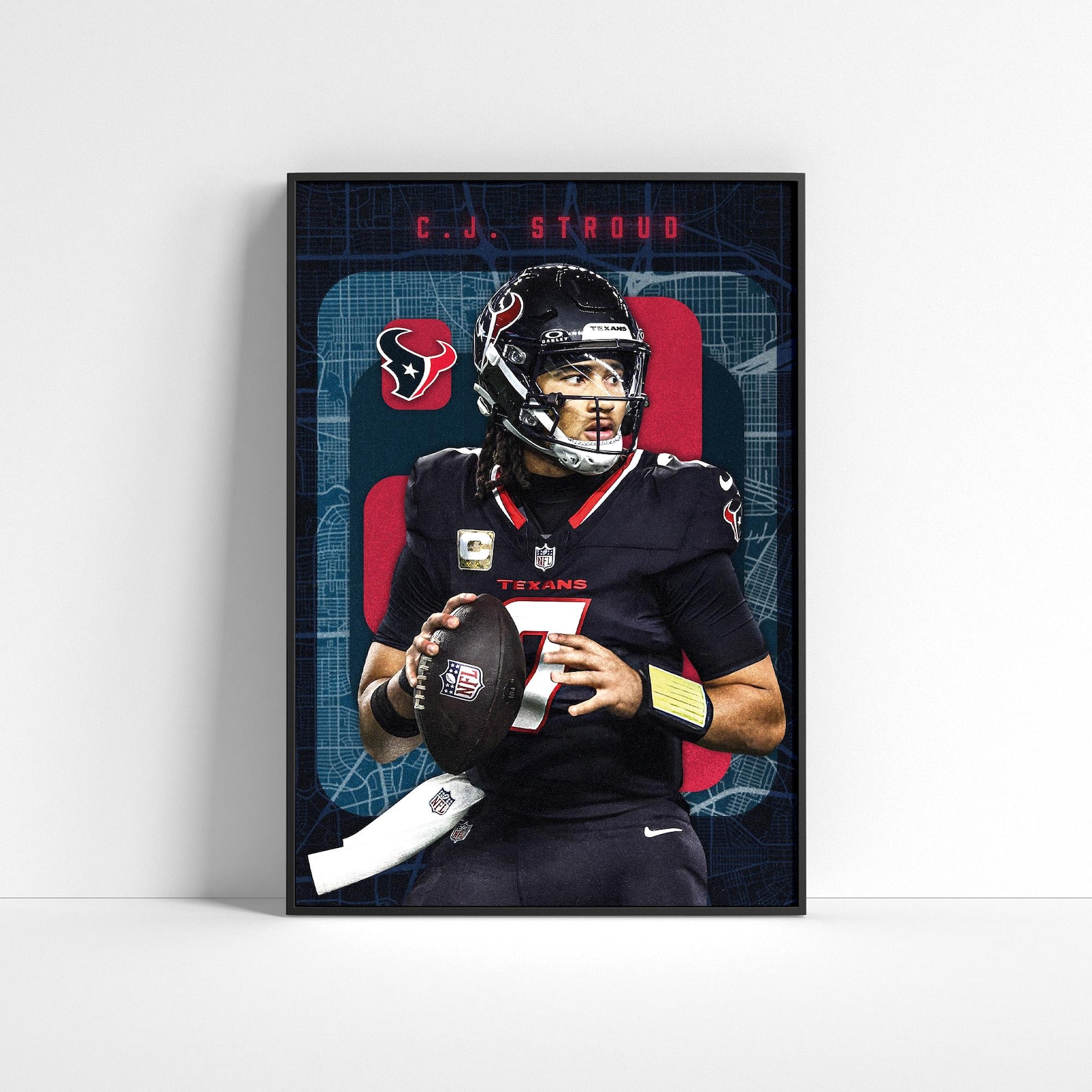CJ Stroud Poster, Houston Texans Poster, Football Prints, Football Wall ...