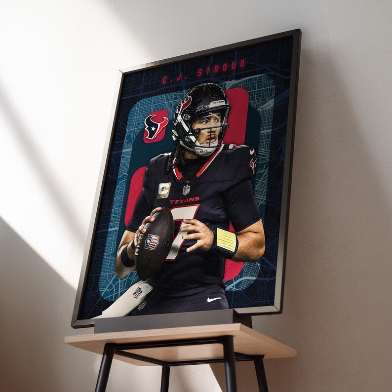 CJ Stroud Poster, Houston Texans Poster, Football Prints, Football Wall ...