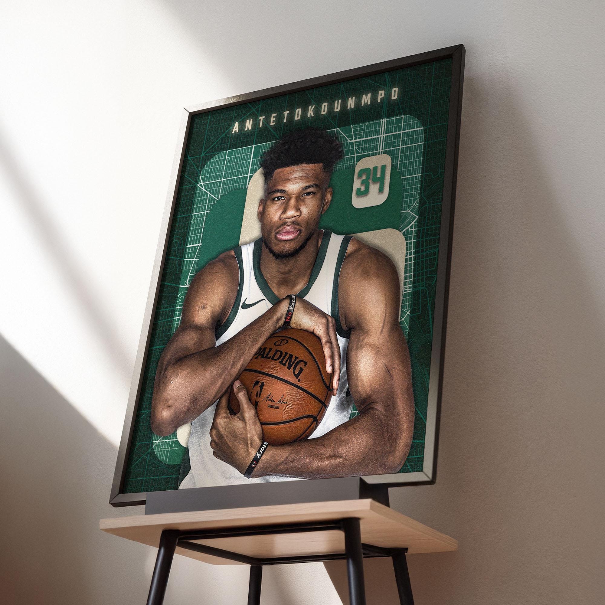 Giannis Antetokounmpo Poster: Milwaukee Bucks NBA Print (digital ...