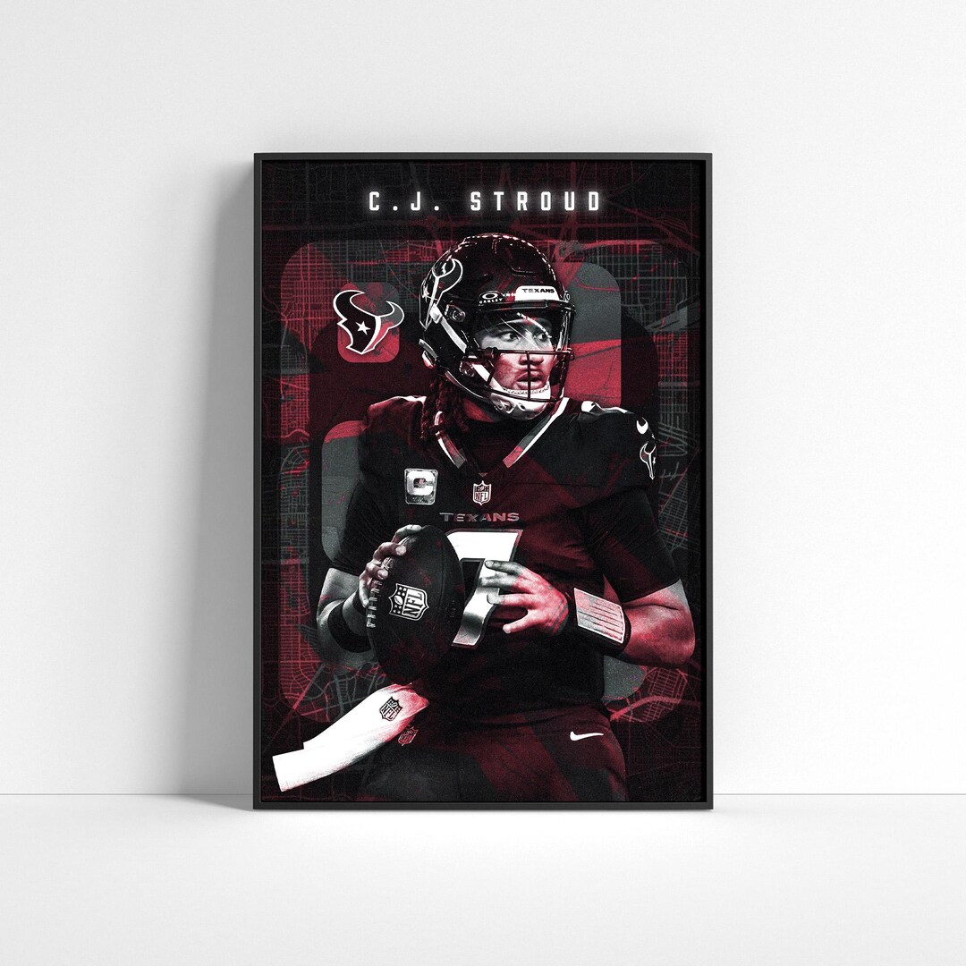 CJ Stroud Poster, Houston Texans Poster, Football Prints, Football Home ...
