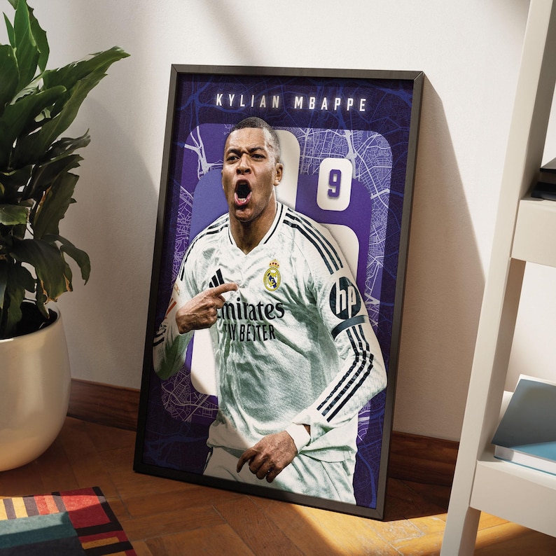 Kylian Mbappe Poster, Real Madrid Poster, Kylian Mbappe Print Art ...