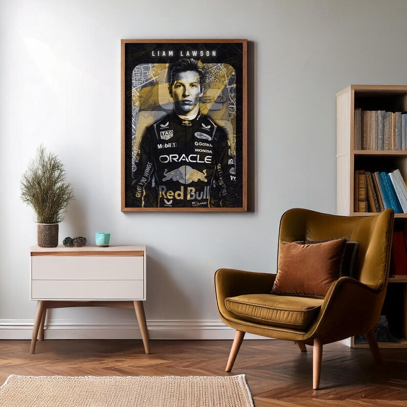 Liam Lawson Poster, Red Bull Racing F1 Team Poster, Formula 1 Wall Art ...