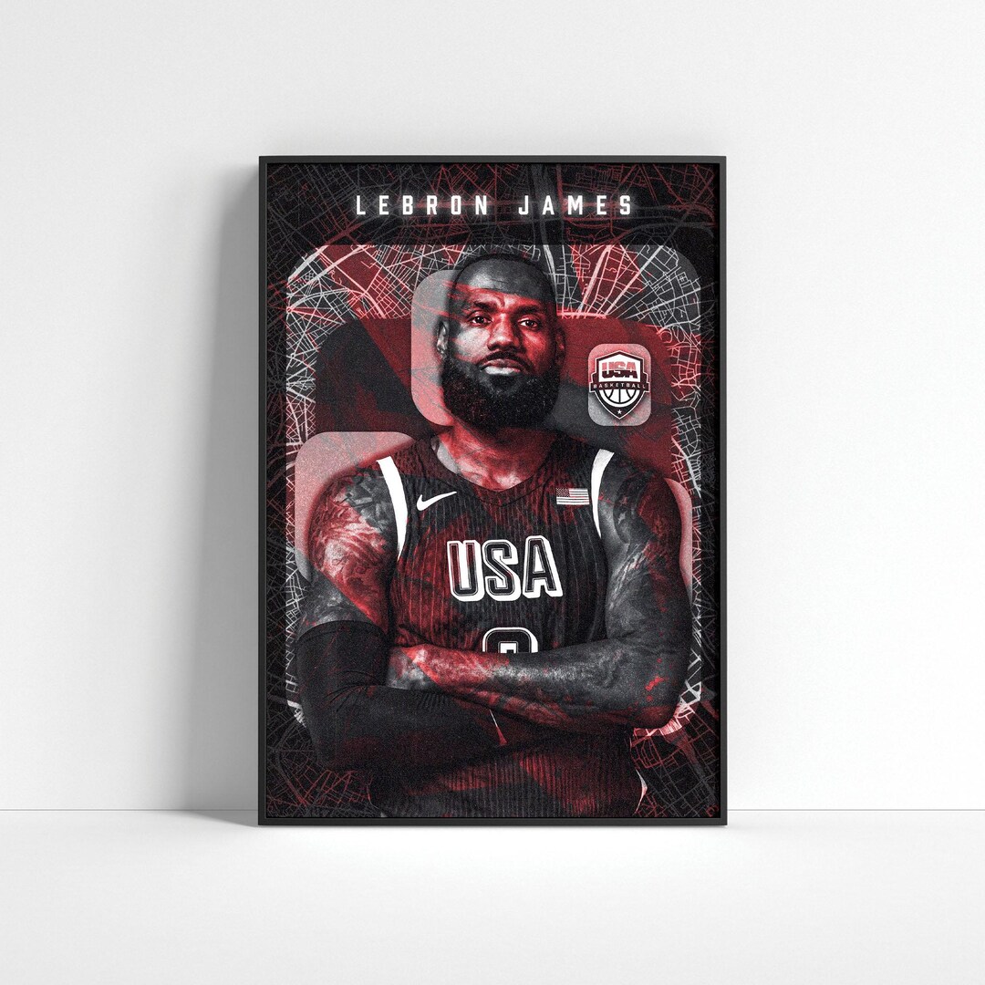 Lebron James Poster, USA Basketball Poster, Basketball Poster, NBA Wall ...