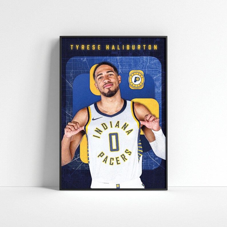 Tyrese Haliburton Poster, Indiana Pacers Poster, Basketball Digital ...