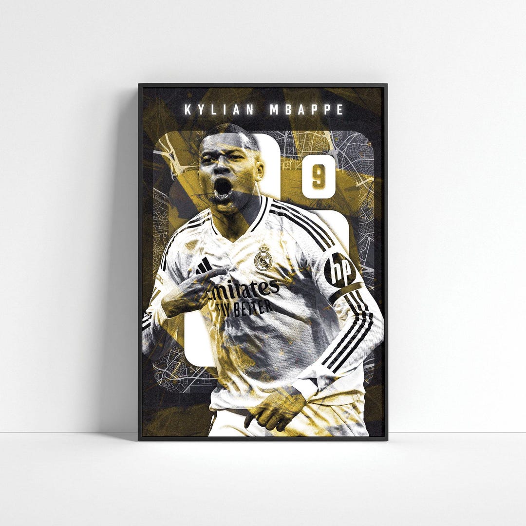 Kylian Mbappe Poster, Real Madrid Poster, Kylian Mbappe Print Art ...