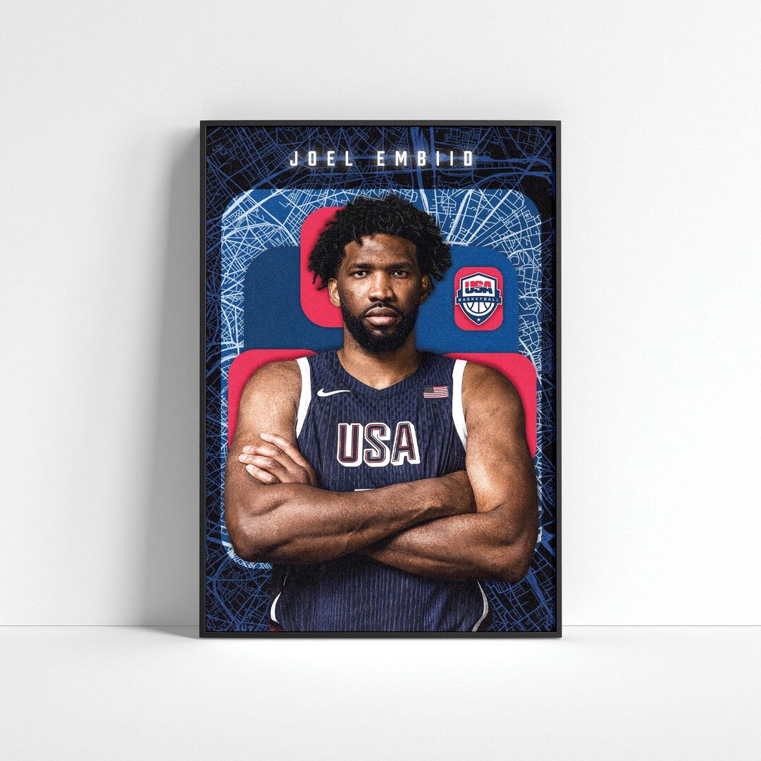 Joel Embiid Poster, USA Basketball Print, Basketball Poster, Sports ...