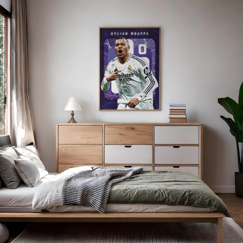 Kylian Mbappe Poster, Real Madrid Poster, Kylian Mbappe Print Art ...