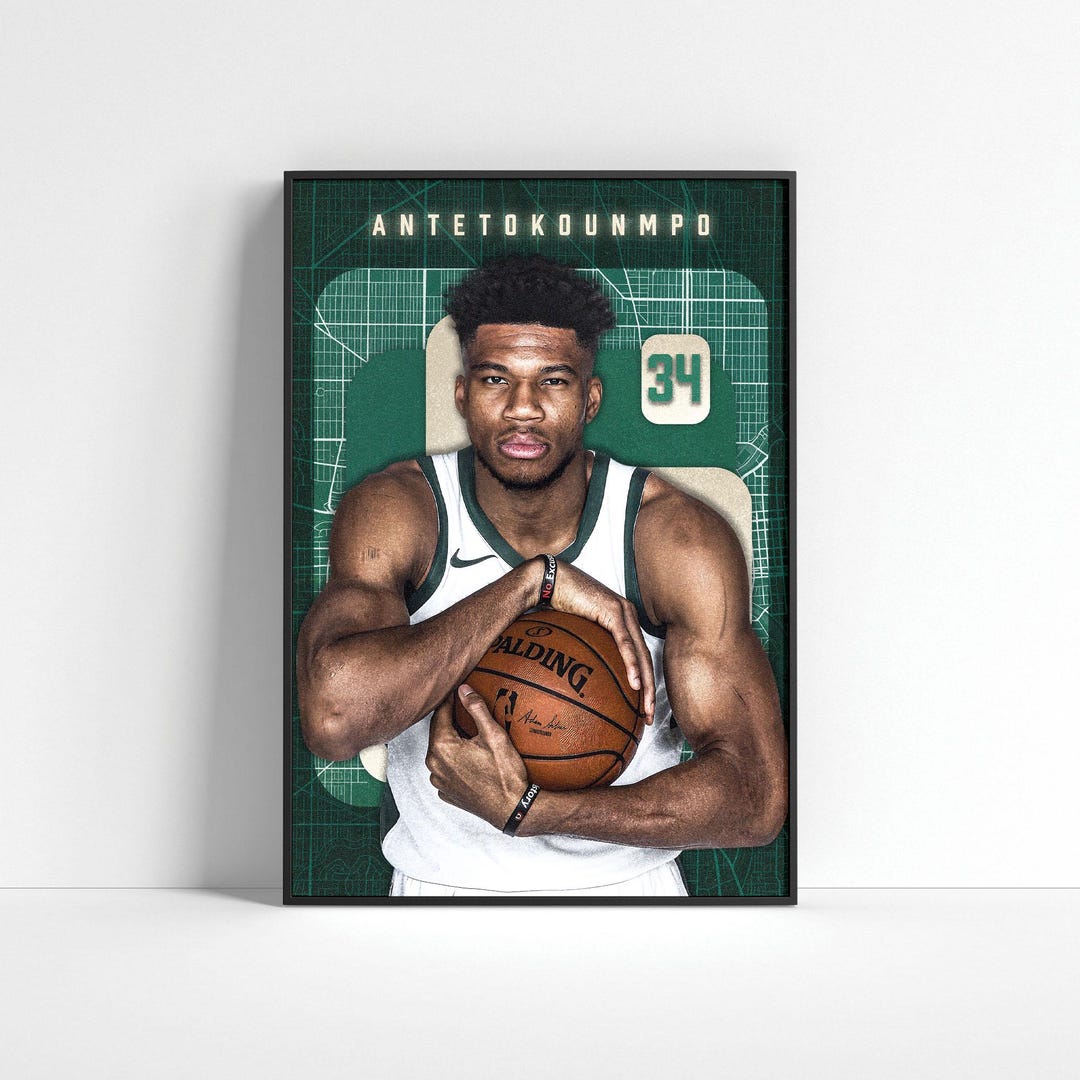 Giannis Antetokounmpo Poster: Milwaukee Bucks NBA Print (digital ...