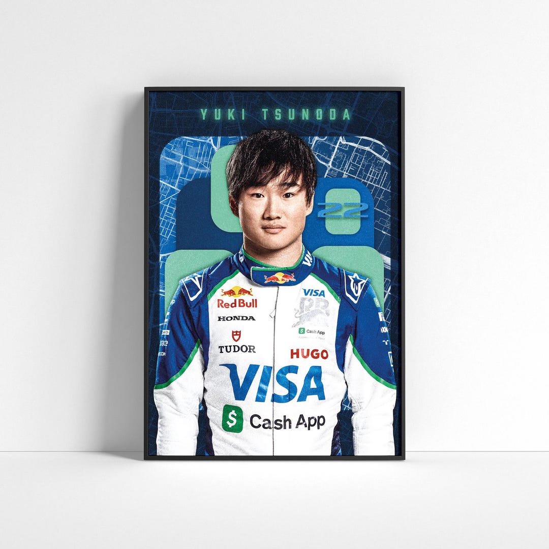 Yuki Tsunoda Poster, Racing Bulls F1 Team Poster, Formula 1 Wall Art ...