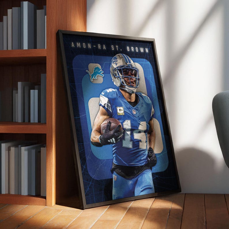 Amon-ra St. Brown Poster, Detroit Lions Prints, Football Poster ...