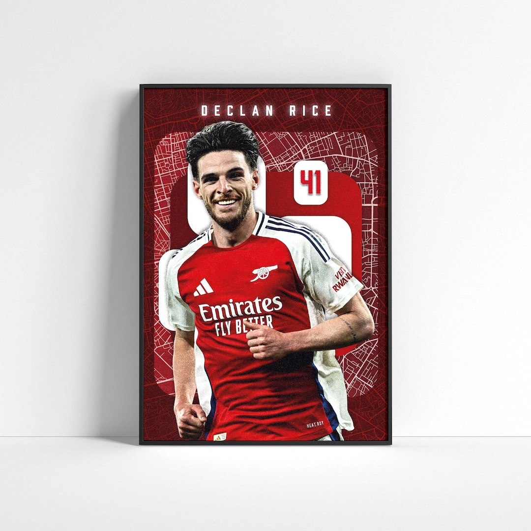 Declan Rice Poster, Arsenal Poster, Football Prints, Declan Rice Print ...