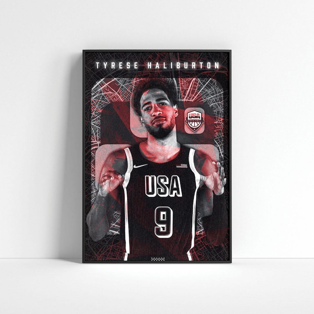 Tyrese Haliburton USA Basketball Poster: Sports Wall Art (digital ...