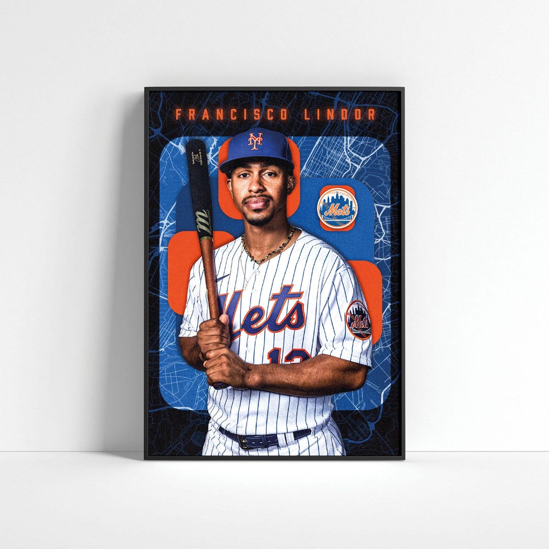Francisco Lindor Poster, New York Mets Poster, Baseball Prints, Sports ...