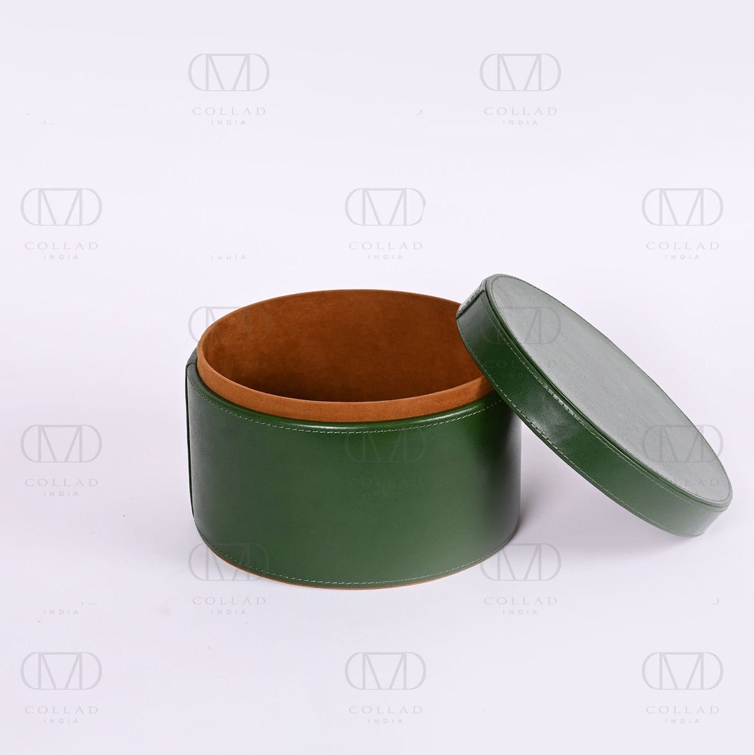 Small Leather Box, Round Storage Gift Box - Personalized Wedding Gift ...