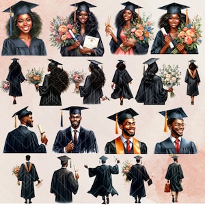 Black Graduates Clipart: Congrats Portraits, University Graduation ...