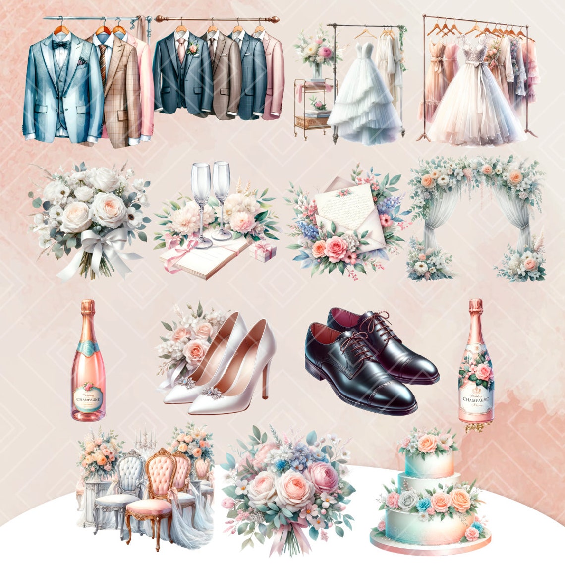 Watercolor Bride and Groom Clipart Bundle (digital Download) - Etsy