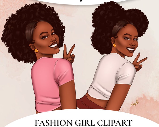 African American Clipart, Fashion Girl Clipart, Digital Planner ...
