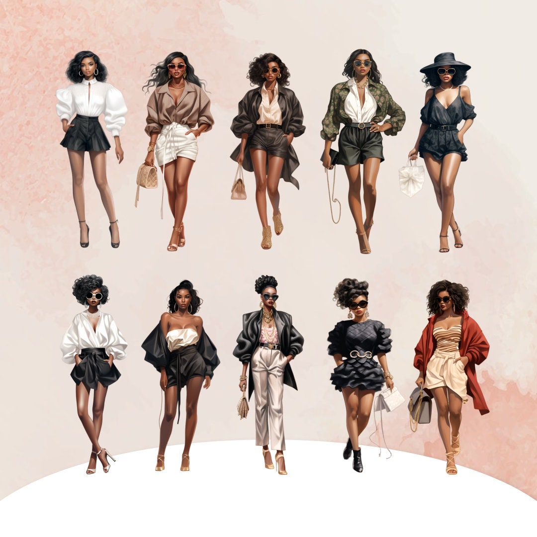 African American Clipart, Fashion Girl Clipart, Digital Planner ...