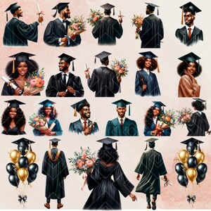 Black Graduates Clipart: Congrats Portraits, University Graduation ...