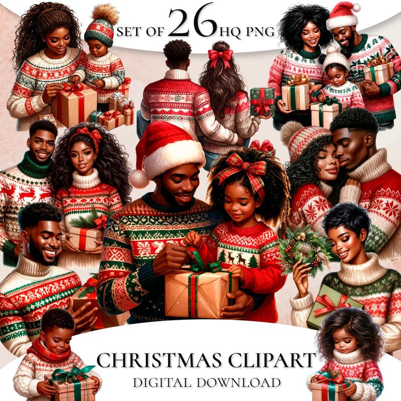 African American Christmas Clipart - Etsy