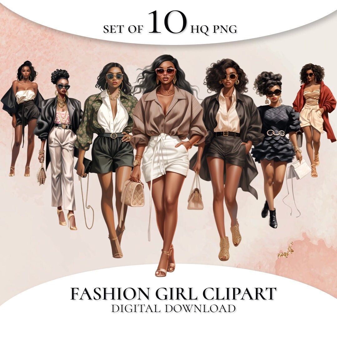 African American Clipart Fashion Girl Clipart Digital - Etsy