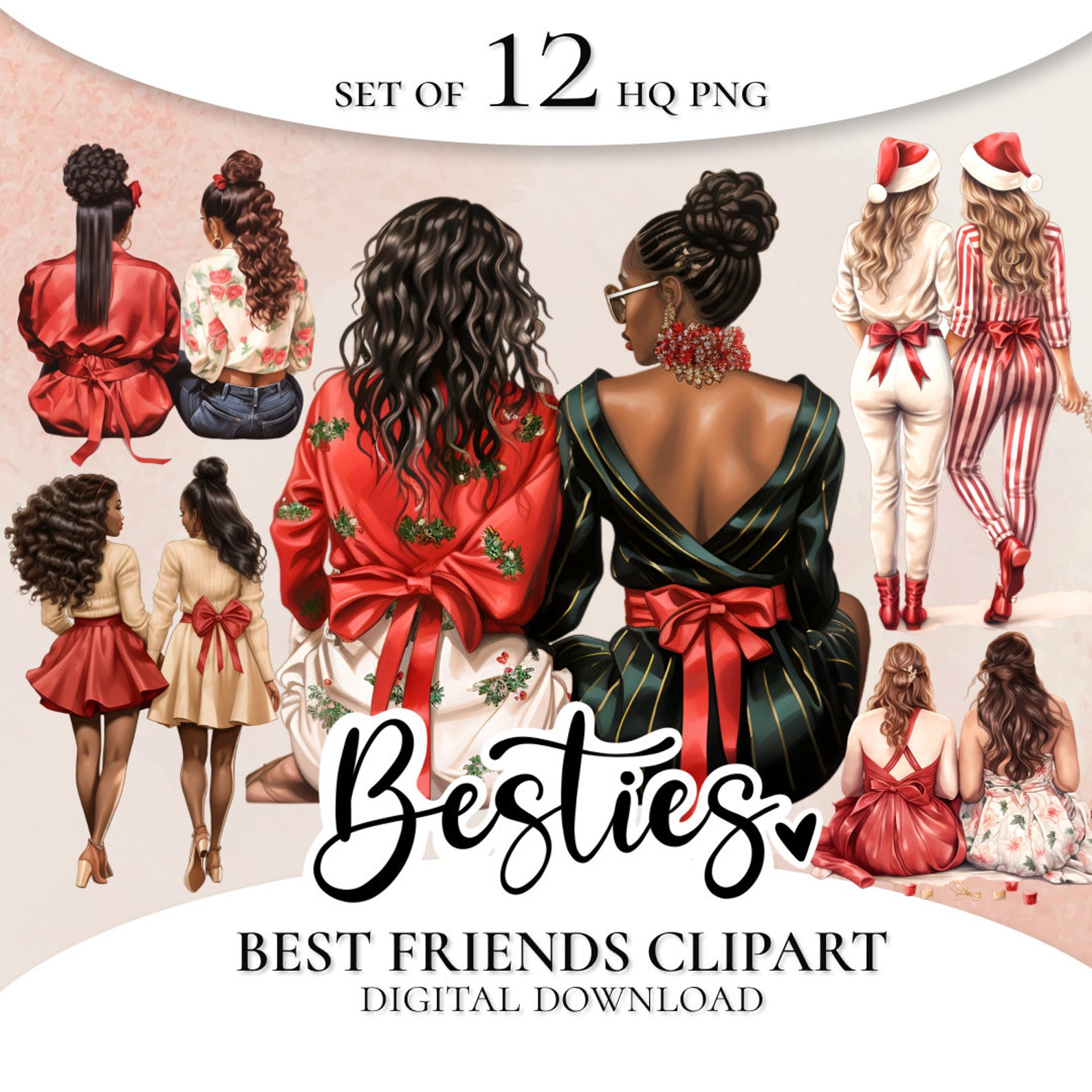 Best Friends Clipart, Besties Christmas, Friends Clipart, Christmas ...