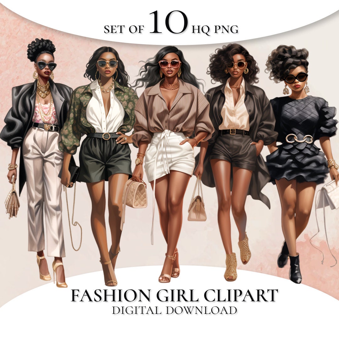 African American Clipart, Fashion Girl Clipart, Digital Planner ...