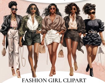 Fashion Girl Clipart: African American Women Illustrations (digital ...